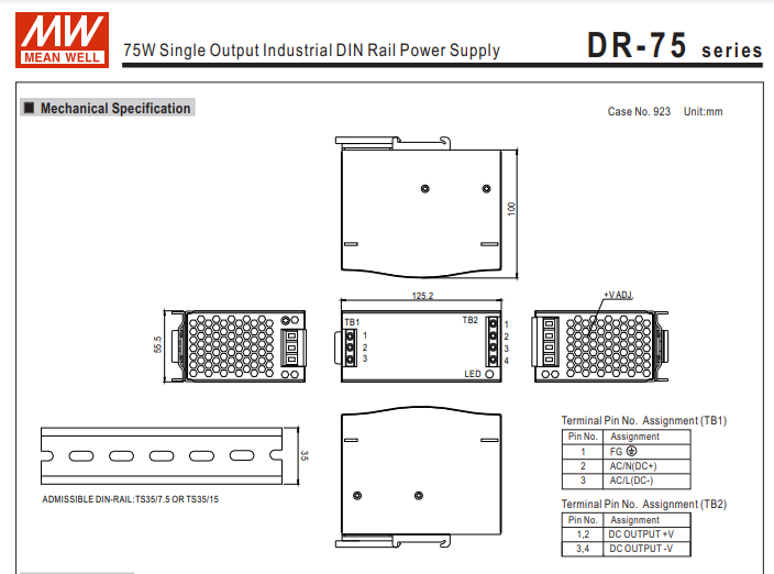 Bộ nguồn Mean Well DR-75-24 | Etech Việt Nam
